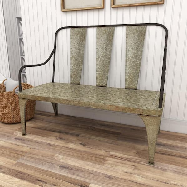 Galvanized metal farmhouse bench store