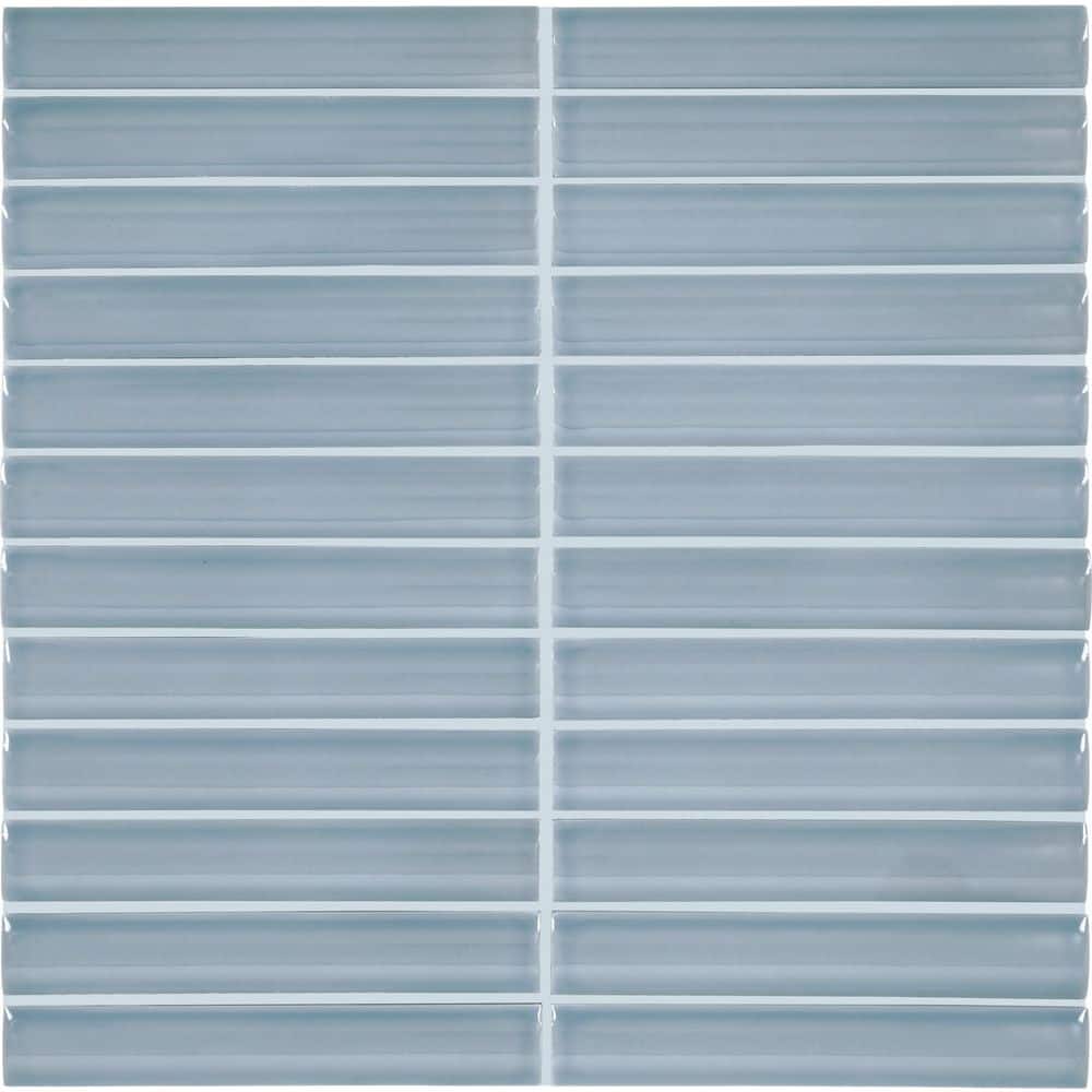 Daltile Artefino Vintage Celestite 12 in. x 12 in. Glossy Porcelain Pencil Mosaic Tile (9.6 sq ...