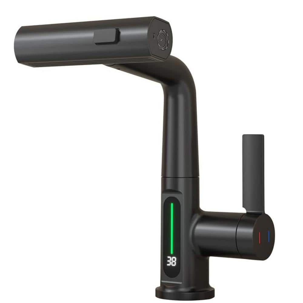 Fapully Single Handle Single Hole Pull-Out Lift LED Temperature Digital ...