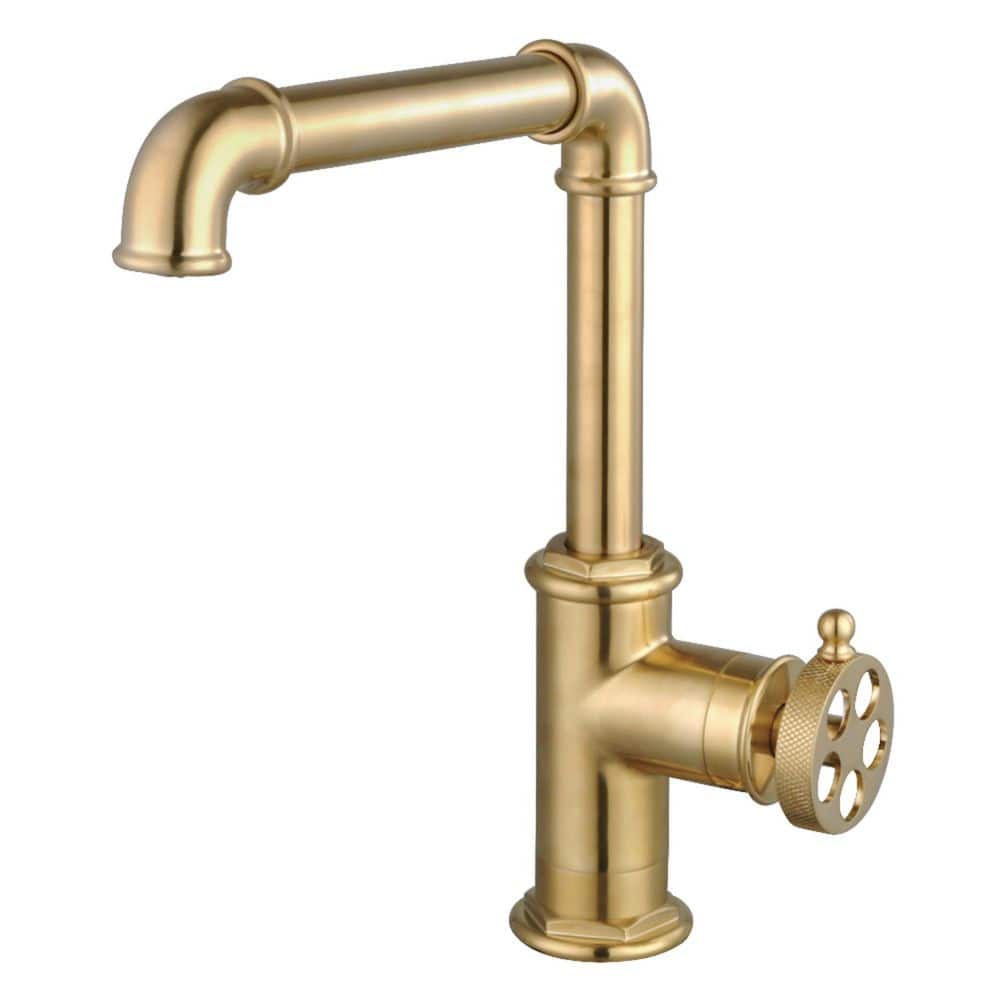 Kingston Brass Wendell Single-Handle Kitchen Faucet in Brushed Brass ...