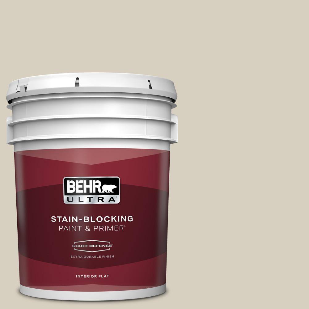 BEHR ULTRA 5 gal. #PPU7-09 Aged Beige Extra Durable Flat Interior Paint ...