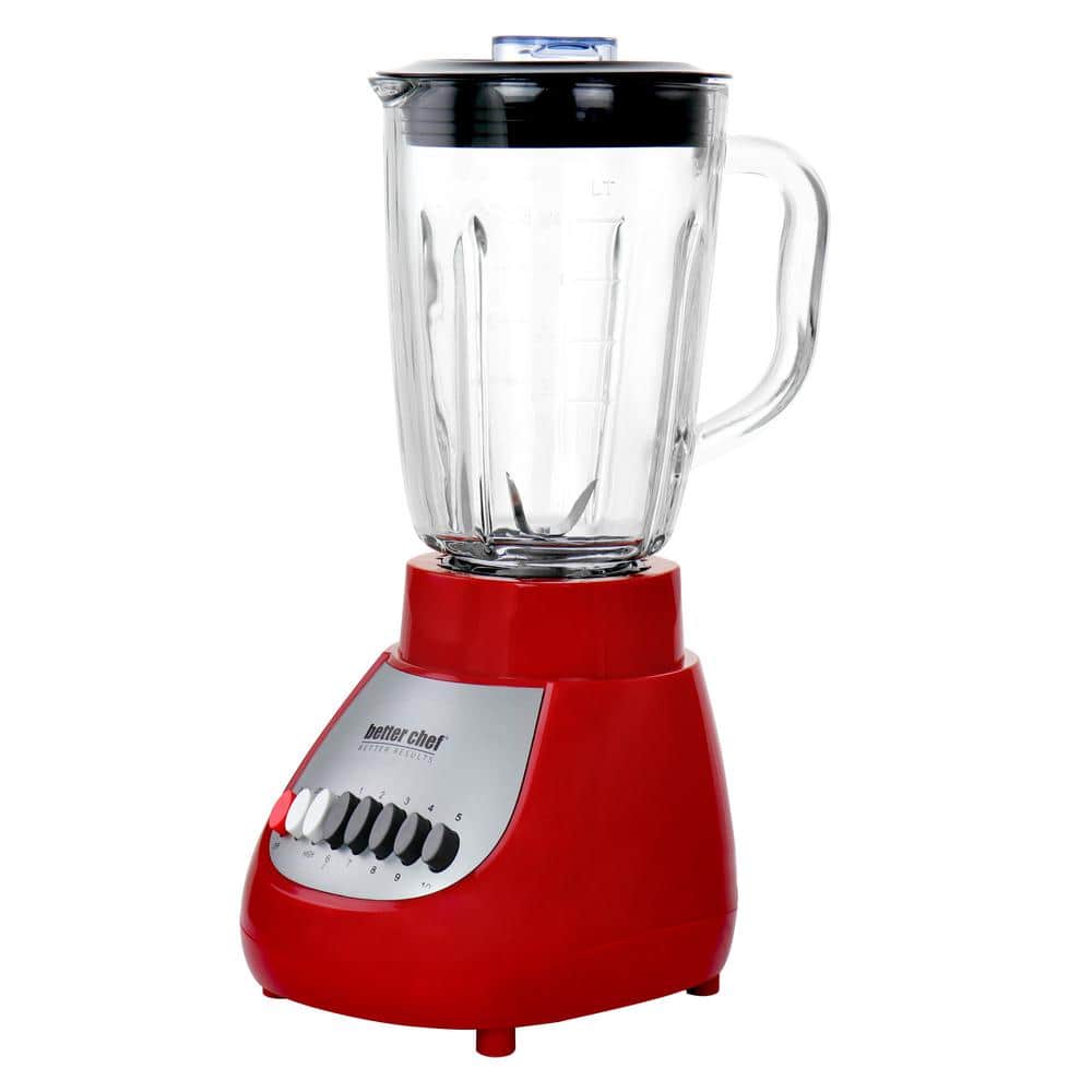 Better Chef 42 oz. 10-Speed Red 350-Watt Blender with Glass Jar ...