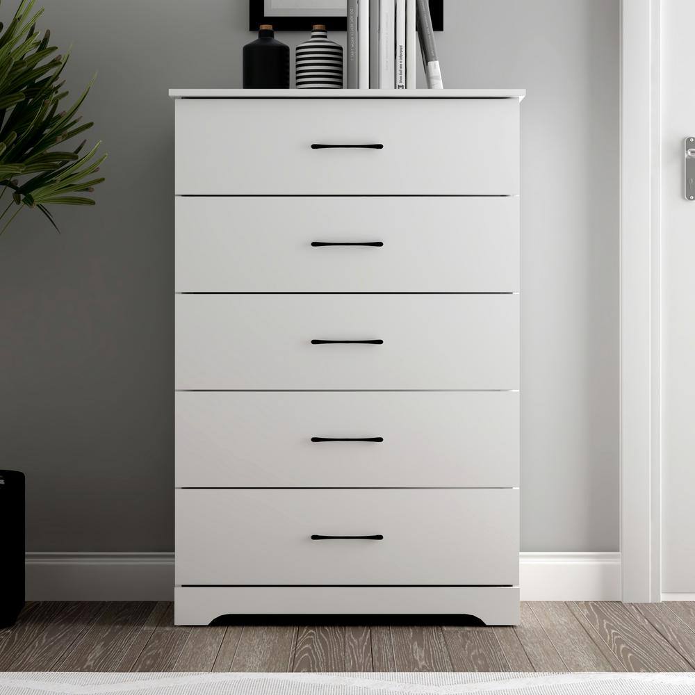 GALANO Darsh Matte White 5-Drawer 31.5 in. Wide Chest of Drawer (Sturdy ...