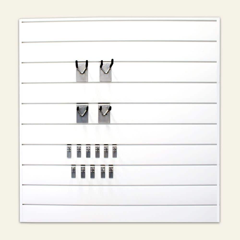 Proslat PVC Slatwall 4 ft. x 4 ft. White Combo Kit (15-Piece)-88201 ...