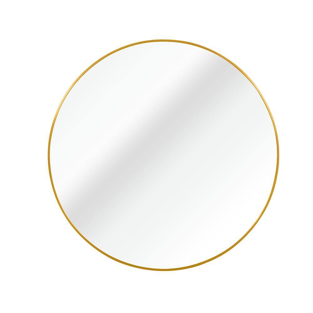 Gold 30 in. W x 30 in. H Classic Round Aluminium Framed Mirror Wall ...