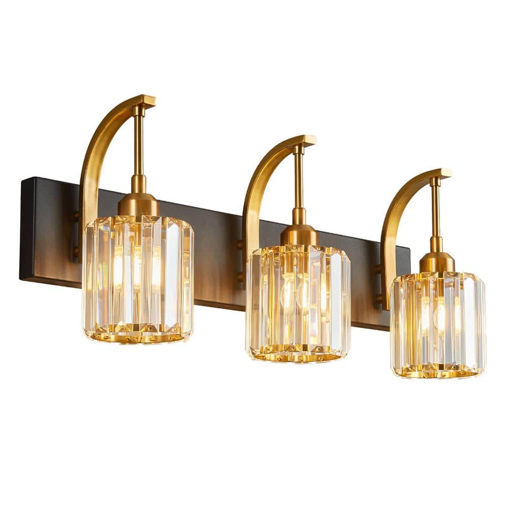 ZHLWIN Home Lighting 23.62 in. 3-Light BlackGold Round Vanity Lights ...