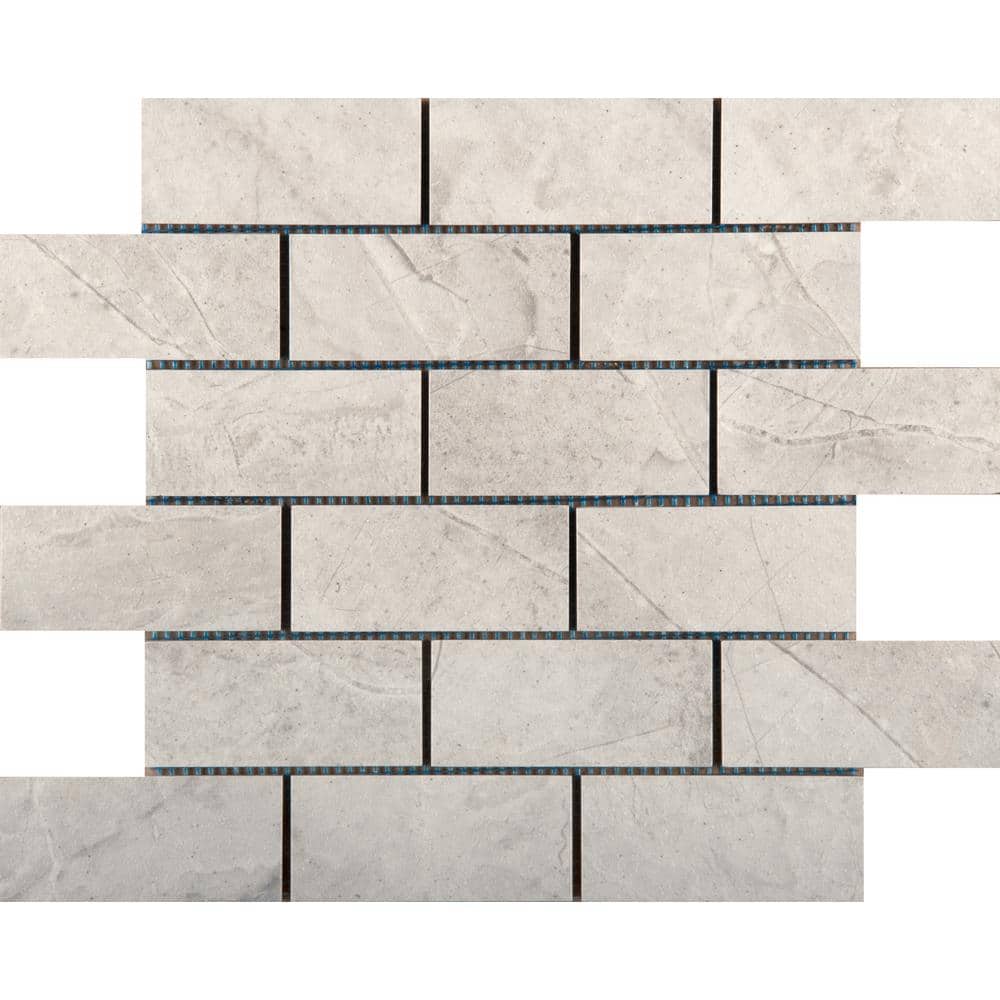 EMSER TILE Eurasia Bianco 13.07 in. x 13.07 in. x 10mm Porcelain Mesh ...