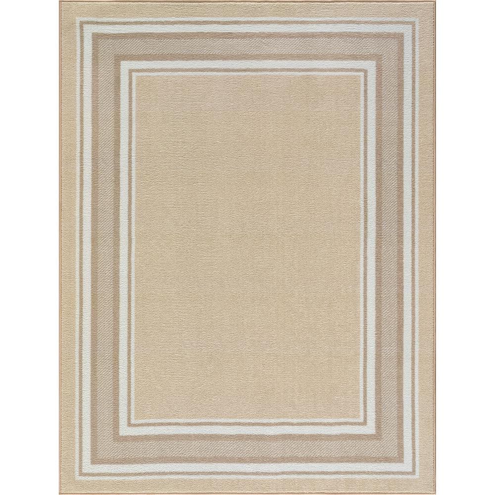 Beverly Rug 3 X 5 Beige Carmel Bordered Non Slip Indoor Area Rug HD ...