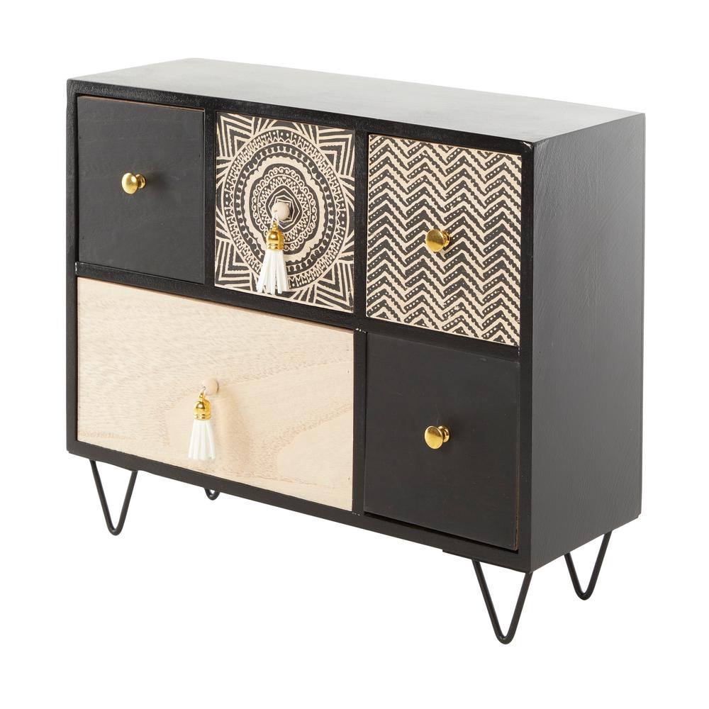 Litton Lane Black Wood Eclectic Jewelry Box 23623 - The Home Depot