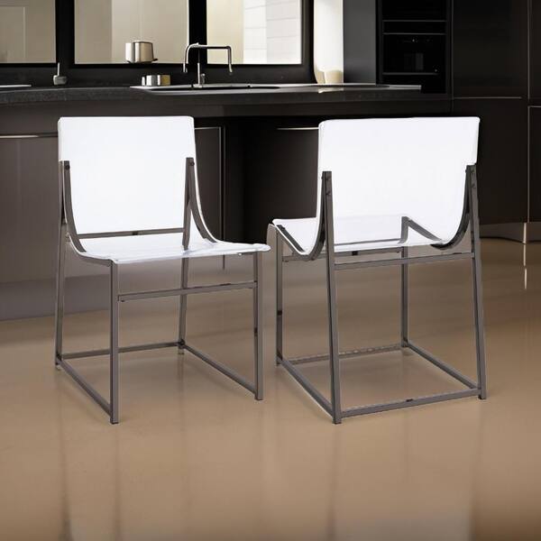 Benjara Black and Clear Acrylic Seat Dining Chair with Back Black ...