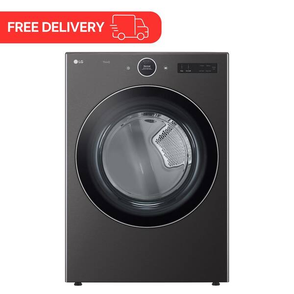 LG 7.4 cu. ft. Vented Stackable SMART Electric Dryer in Black Steel ...