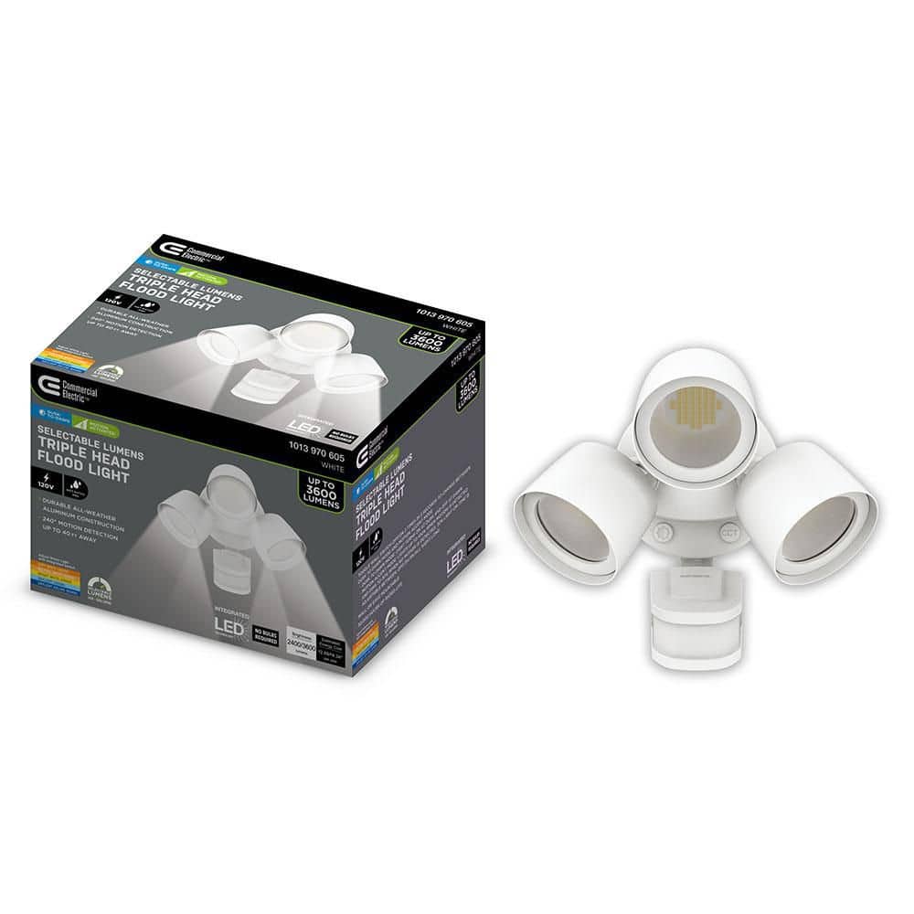 Commercial Electric 240° Motion Activated Dusk to Dawn Sensor White ...