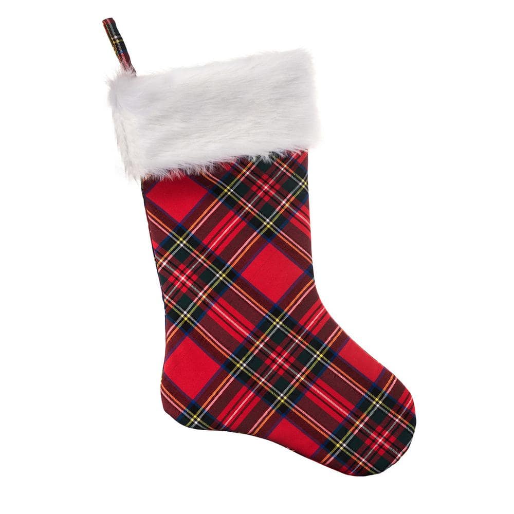 Haute Decor HangRight 18.7 in. Polyester Plaid Stocking HR0103 - The ...