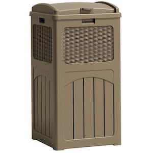 Patiowell 36 gal. Resin Outdoor Trash Can, Plastic Deck Box in Brown ...