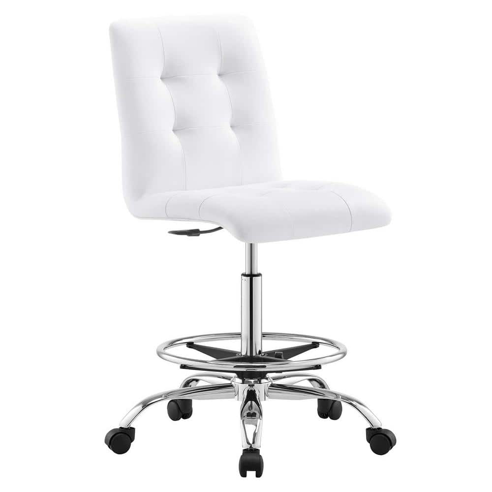 MODWAY Prim Faux Leather Ergonomic Adjustable Height Armless Drafting ...