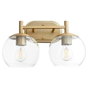 Quorum International Reyes 2-Light - 100-Watt Medium Lamp Base Light Vanity 16 in. Width with 2 ...