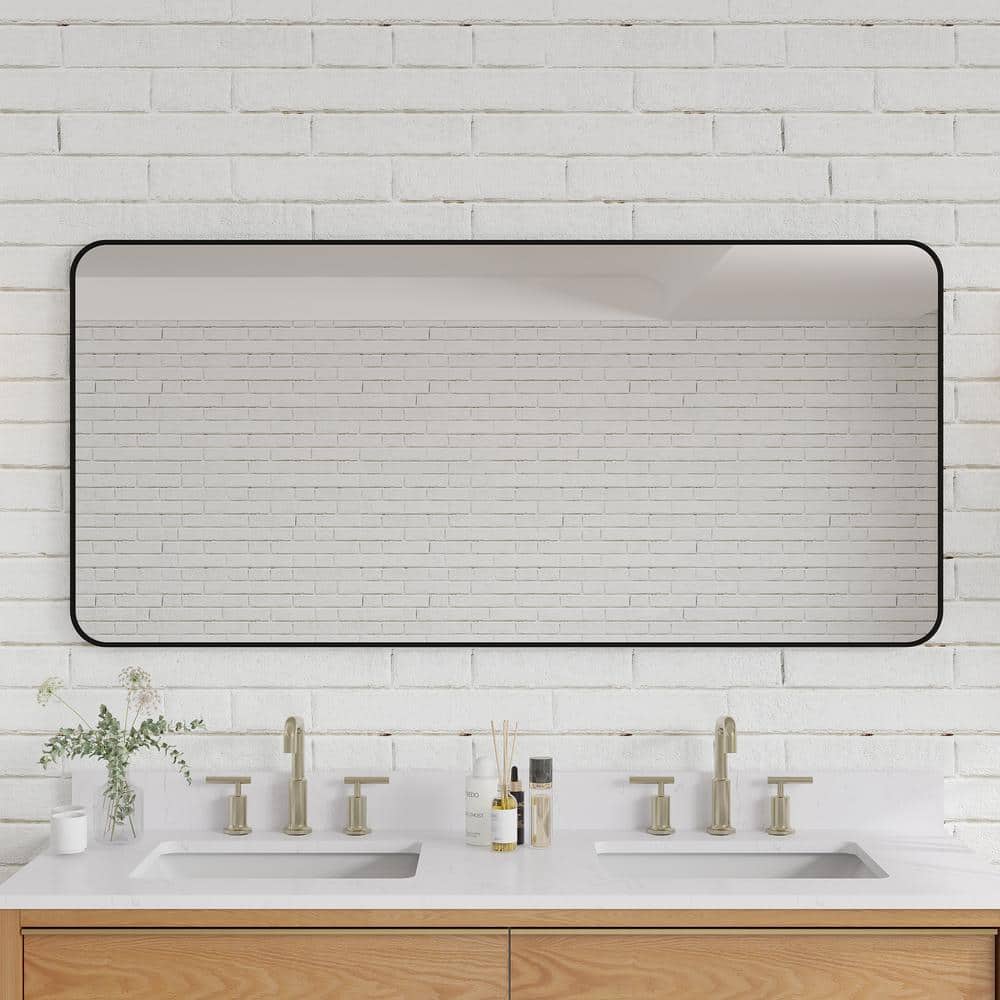ANGELES HOME 32 in. W x 24 in. H Rectangular Aluminium Framed Dimmable ...
