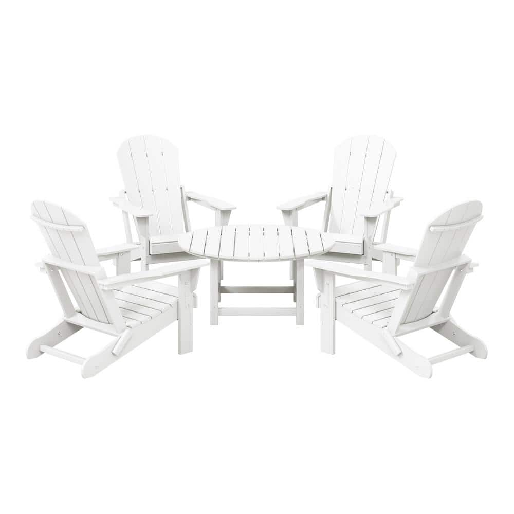 WESTIN OUTDOOR Laguna White Fade Resistant 5-Piece Plastic Adirondack ...
