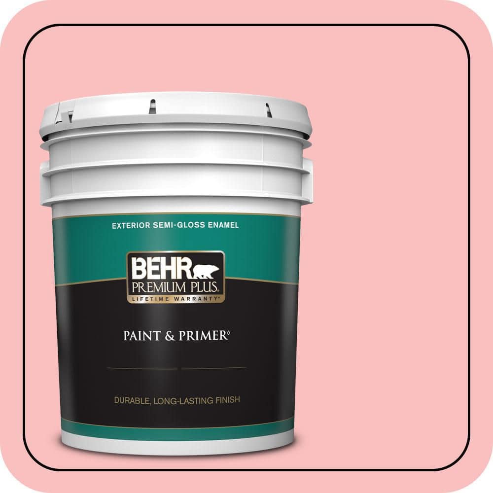 BEHR PREMIUM PLUS 5 gal. #140A-3 Carnation Bloom Semi-Gloss Enamel ...
