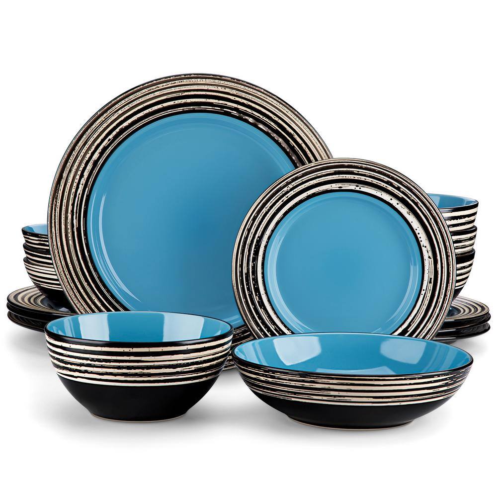 vancasso Arbre 16-Piece Blue Stoneware Dinnerware Set (Service for 4 ...