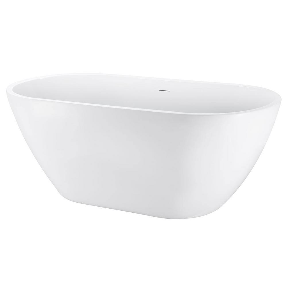 58.5 in. Acrylic Flatbottom Non-Whirlpool Bathtub in White H0420-Baub ...