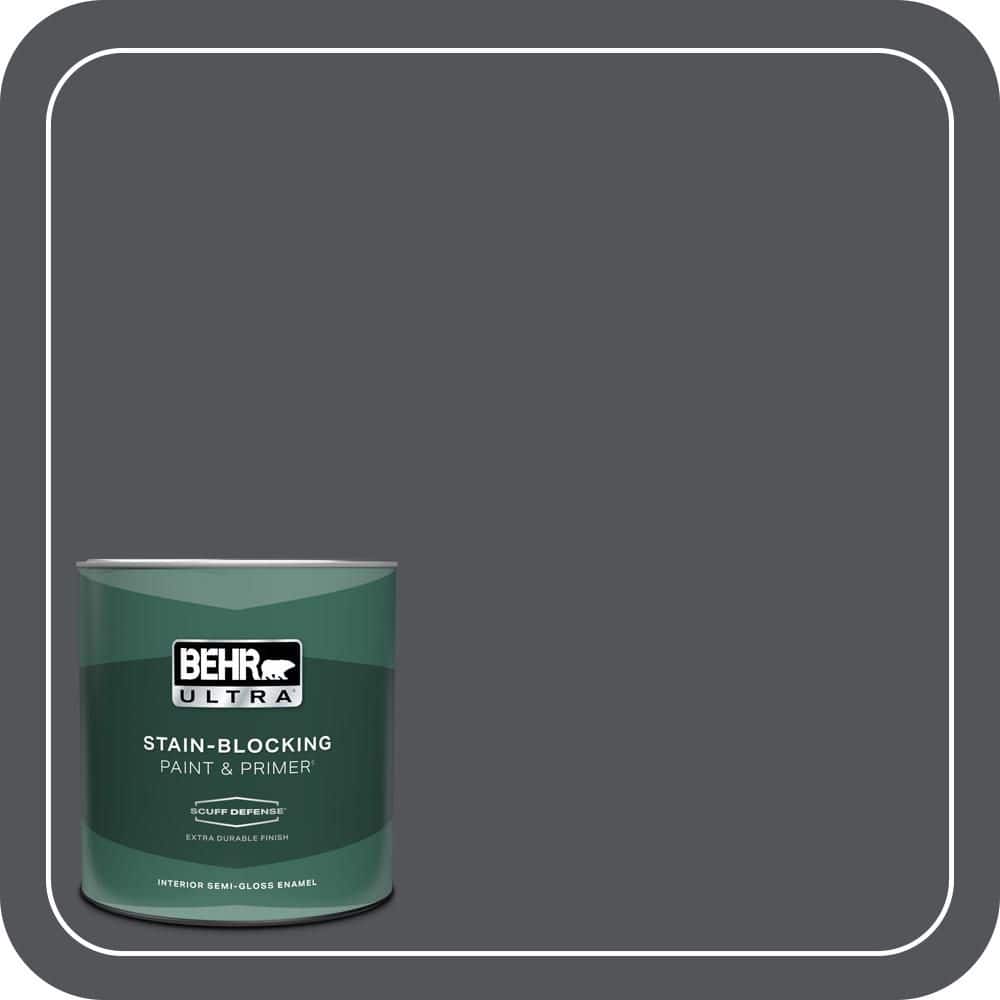 BEHR ULTRA 1 qt. #N510-6 Orion Gray Extra Durable Semi-Gloss Enamel ...
