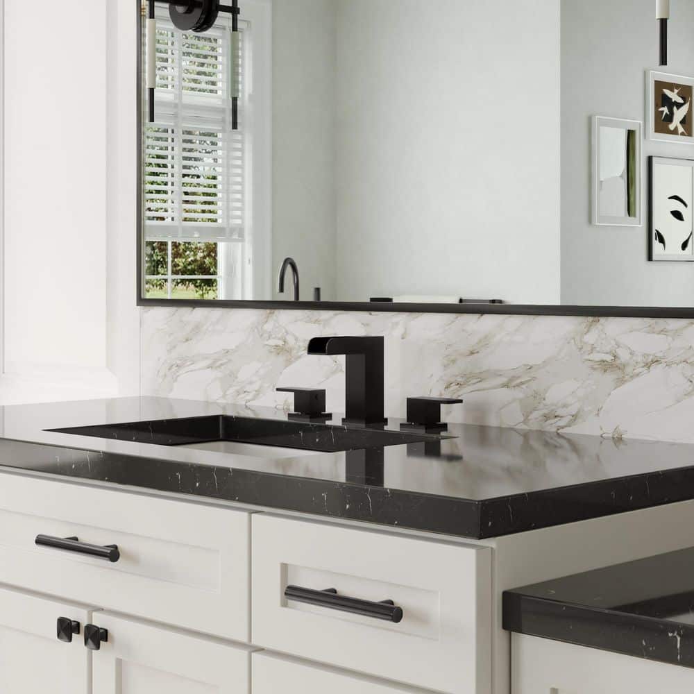 EVERSTEIN Waterfall Open Spout 8 in. Widespread 2-Handle Bathroom Sink ...