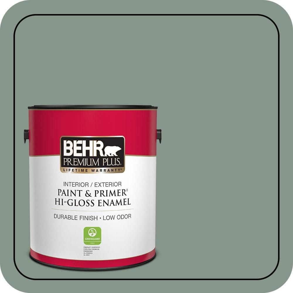 BEHR PREMIUM PLUS 1 gal. #N420-4 Underground Gardens Hi-Gloss Enamel ...
