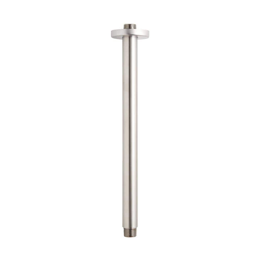 SIGNATURE HARDWARE 12 in. Round Ceiling-Mount Shower Arm Brushed Nickel ...