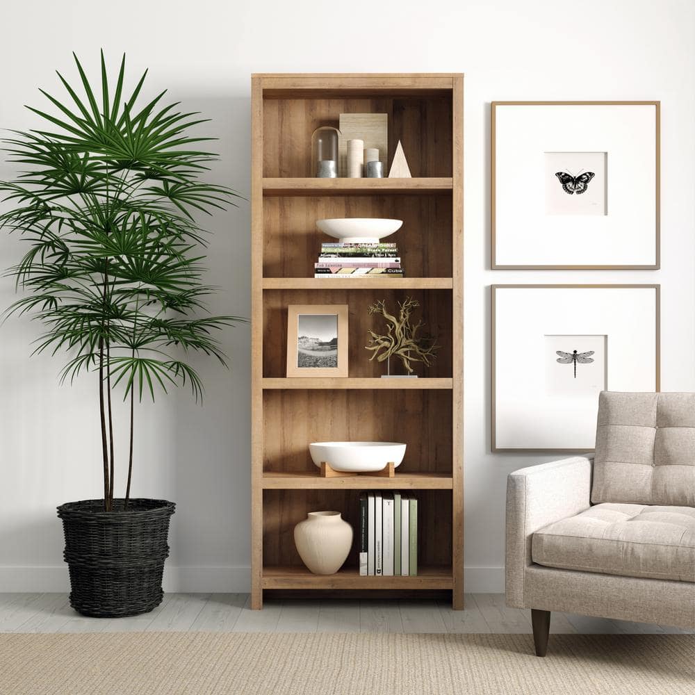 Prepac Moda 80 in. Tall Oak Engineered Wood 5-Shelf Accent Prepac Moda 80 in. Tall Oak Engineered Wood 5-Shelf Accent
