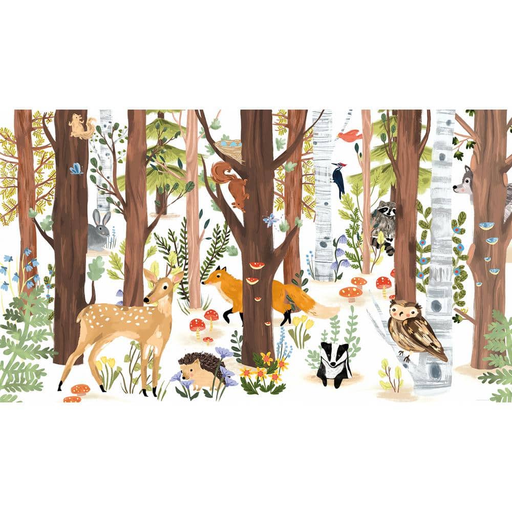 RoomMates Forest Animal Hide and Seek Brown Trees Peel and Stick Wall ...