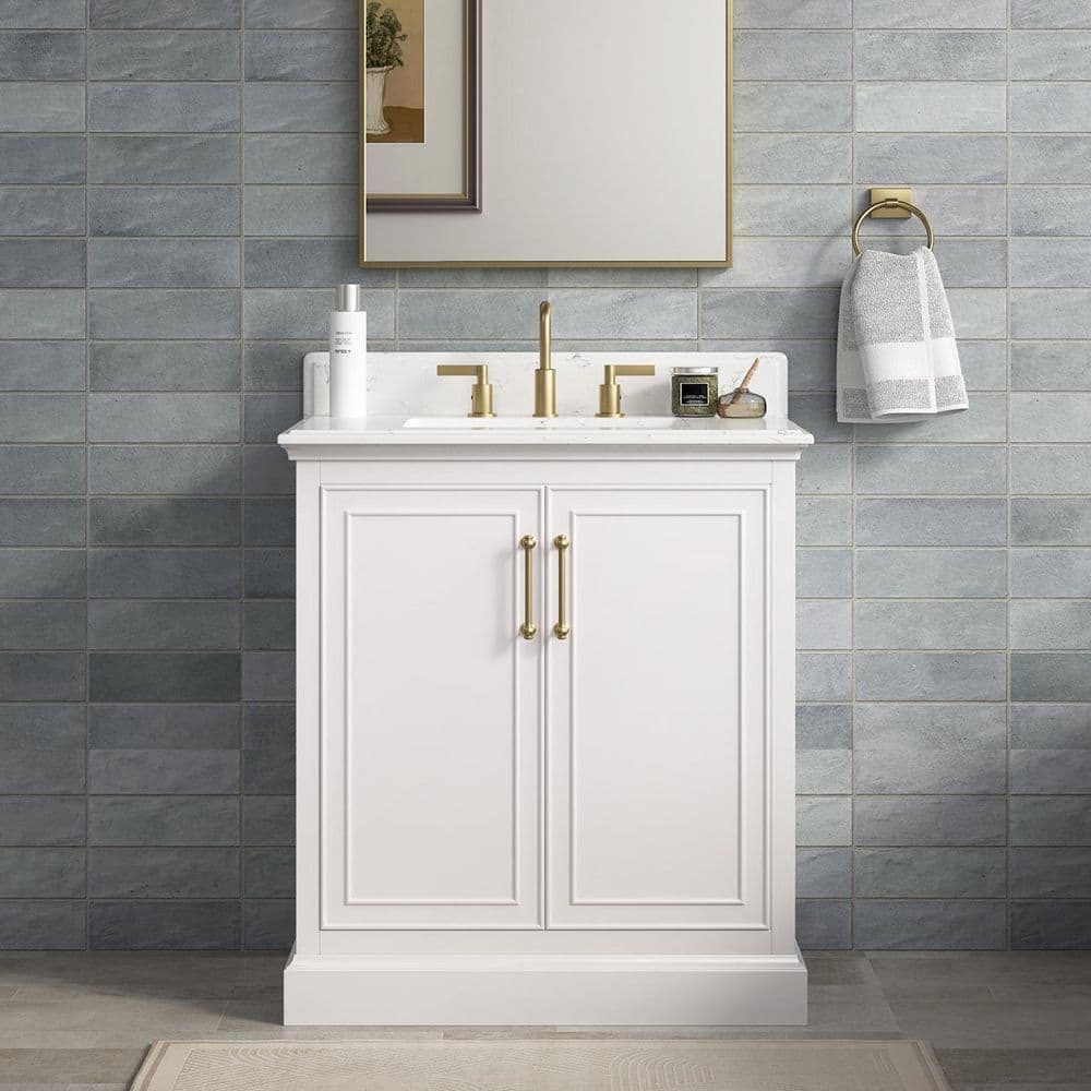 Home Decorators Collection Ravenscroft 31 in. Single Sink White Swan ...