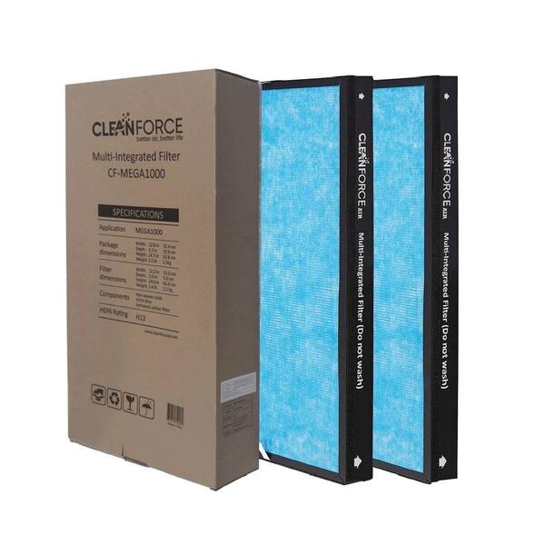 CLEANFORCE AIR Multi-integrated H13 HEPA Replacement Air Filter For MEGA1000 Air Filter ...