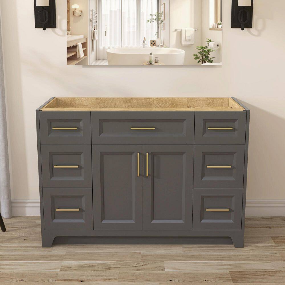 NTQ 48 in. W x 21.5 in. D x 33.5 in. H Solid Wood Shaker Bathroom ...