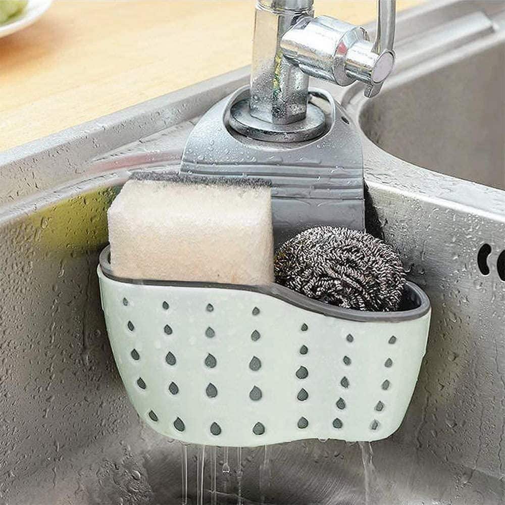Wudkey Hanging Sink Caddy for Sponge and Soap, Adjustable Strap with ...