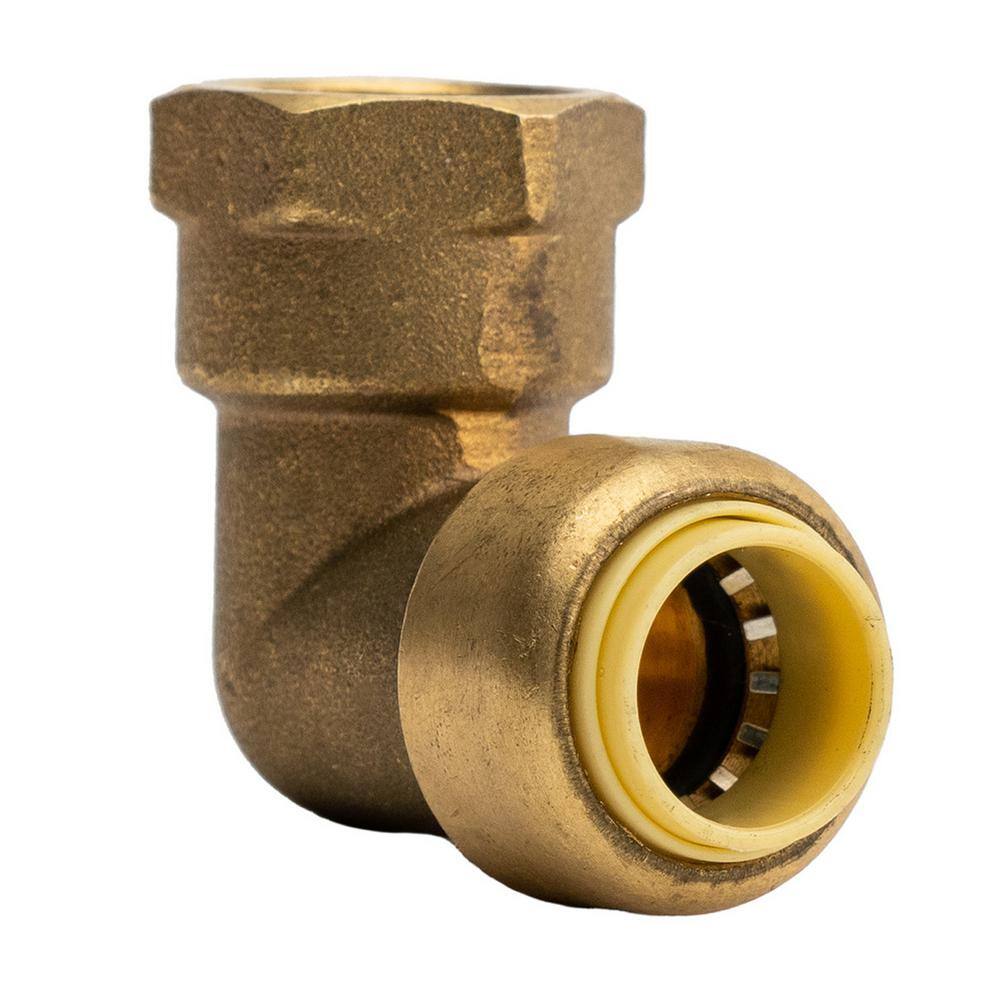 QUICKFITTING 3/8 in. Push-to-Connect x FNPT (Female Thread) Brass 90 ...