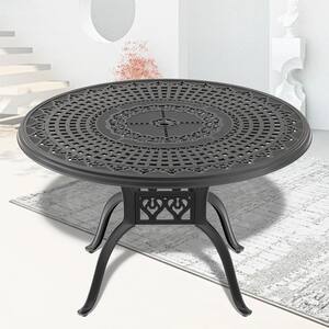 Willit 39.37 in. Cast Aluminum Patio Dining Round Table SLBK1110 - The ...