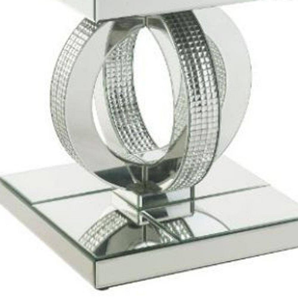 HomeRoots Valerie 16 in. Mirrored/Faux Square Diamonds Square Glass End ...