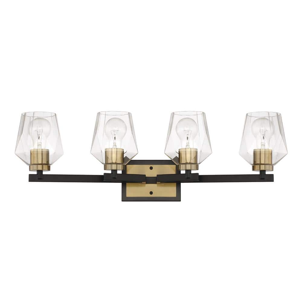 CRAFTMADE Avante Grand 28.38 in. 4 Light Flat Black/Satin Brass Finish ...