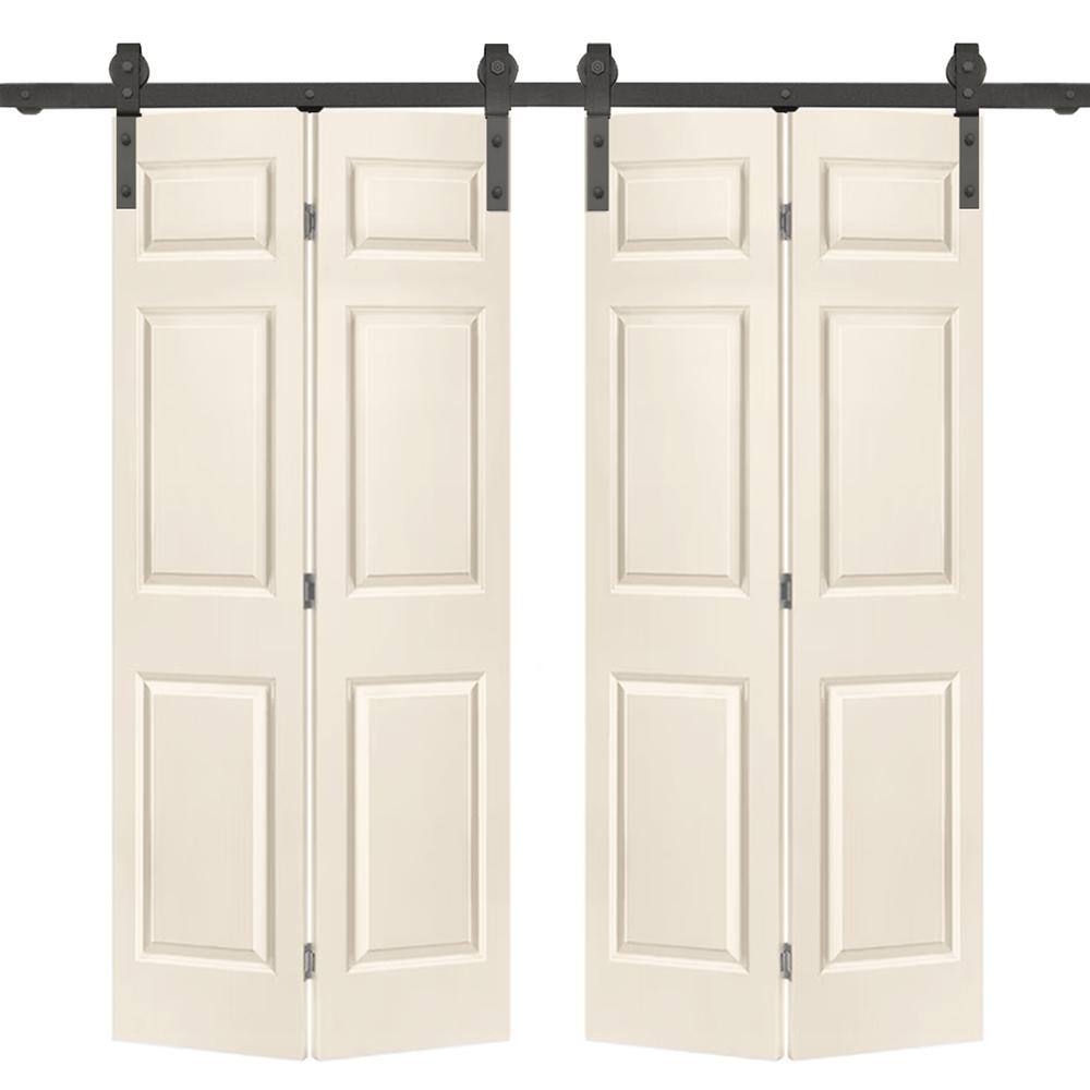 CALHOME 48 in. x 84 in. 6-Panel Beige Painted MDF Hollow Core Composite ...