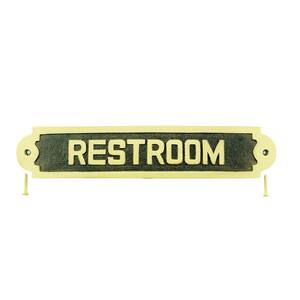 RENOVATORS SUPPLY MANUFACTURING RESTROOM Solid Brass Sign Plaque 2 1/8 ...