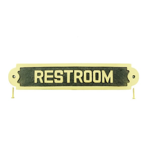 RENOVATORS SUPPLY MANUFACTURING RESTROOM Solid Brass Sign Plaque 2 1/8 ...