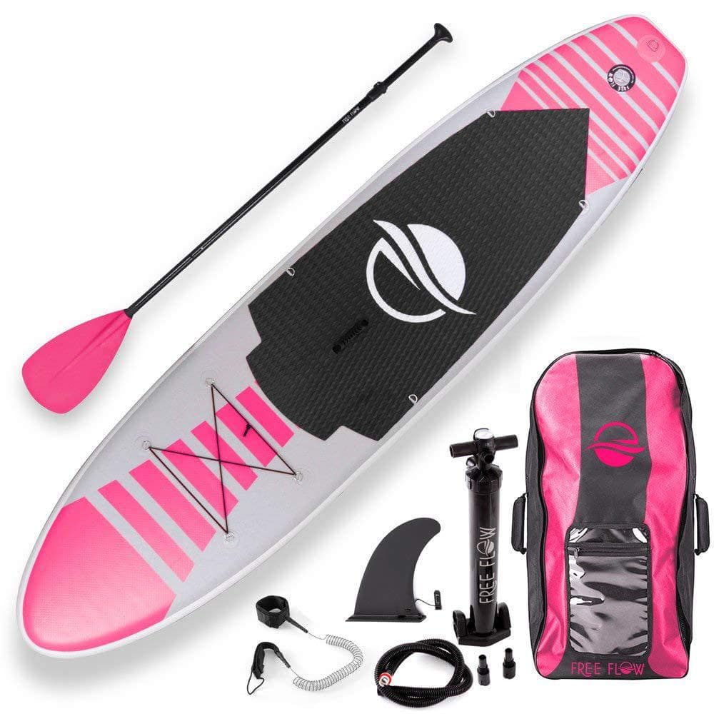 Wide Non-Slip 126 in. Pink PVC Inflatable Paddleboard with Accessories ...
