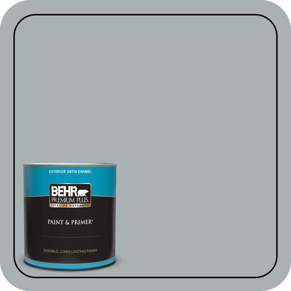BEHR PREMIUM PLUS 1 qt. #730F-4 Flint Smoke Satin Enamel Exterior Paint ...