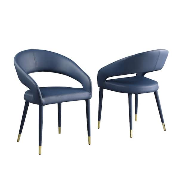 Best Master Furniture Jacques 32 in. H Faux Leather Navy Dining Chairs ...