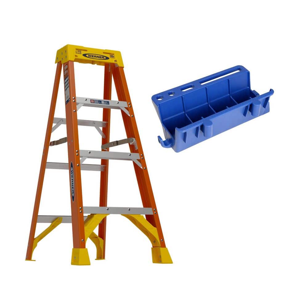 Werner 4 ft. Fiberglass Step Ladder with 300 lb. Load Capacity Type IA ...