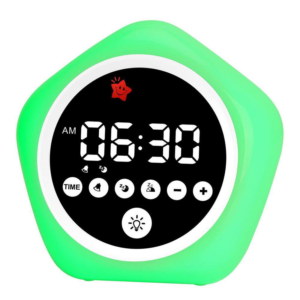 Green Red Light Sleep Training Clock for Kids with Night Light Dimmer ...