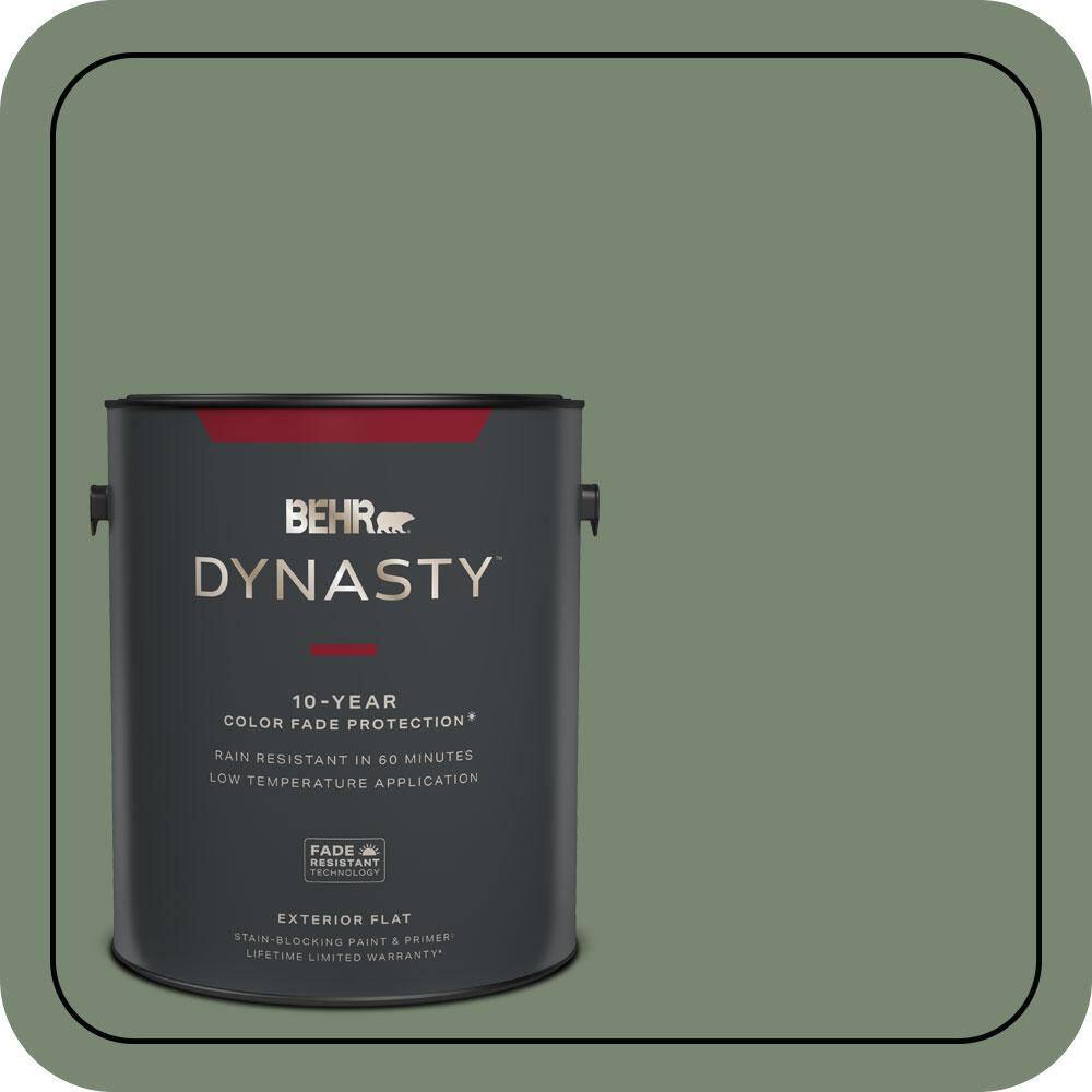 BEHR DYNASTY 1 gal. #440F-5 Winter Hedge Flat Exterior Stain-Blocking ...