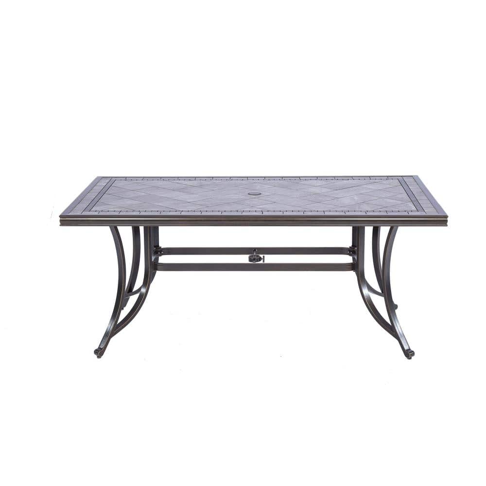 Clihome 67.8 in. L x 39.8 in. W Aluminum Rectangle Patio Dining Table ...