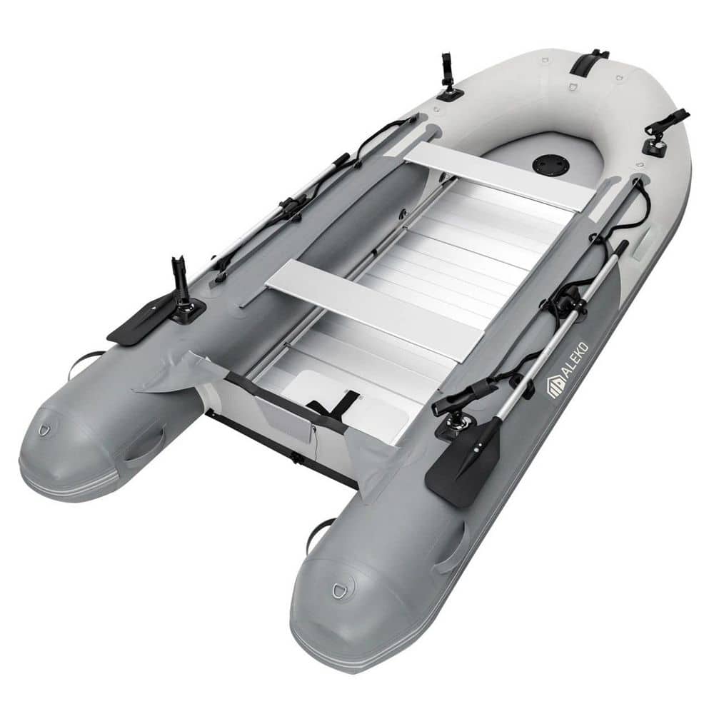 ALEKO Inflatable Fishing Boat - Aluminum Floor - Light and Dark Gray ...